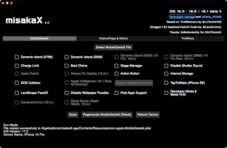 カスタマイズツール「misakaX v2.2」へアップデート、iOS 18.0正式版＆iOS 18.1 Beta 4に対応 | Tools 4 Hack